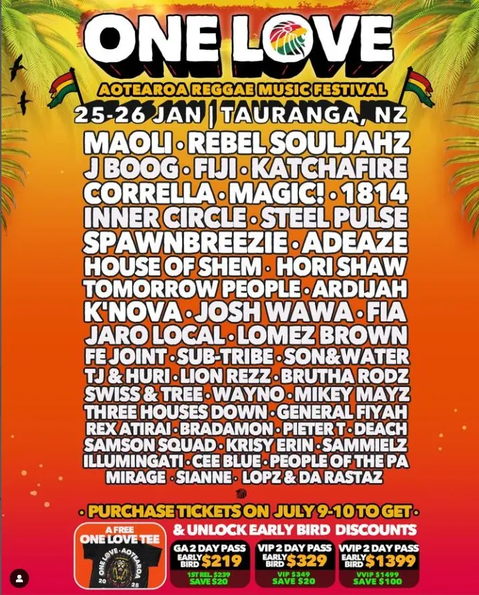 One Love 2025: Aotearoa’s Ultimate Reggae Festival with 46 Acts